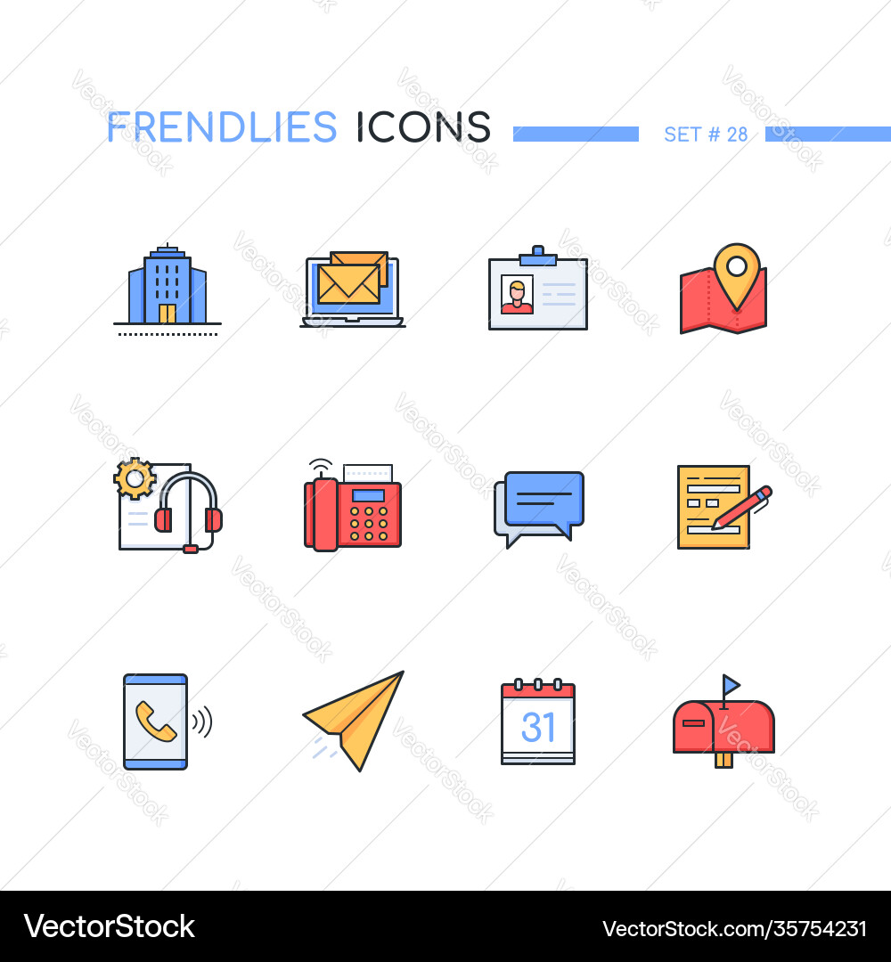 Contact us - modern line design style icons set Vector Image