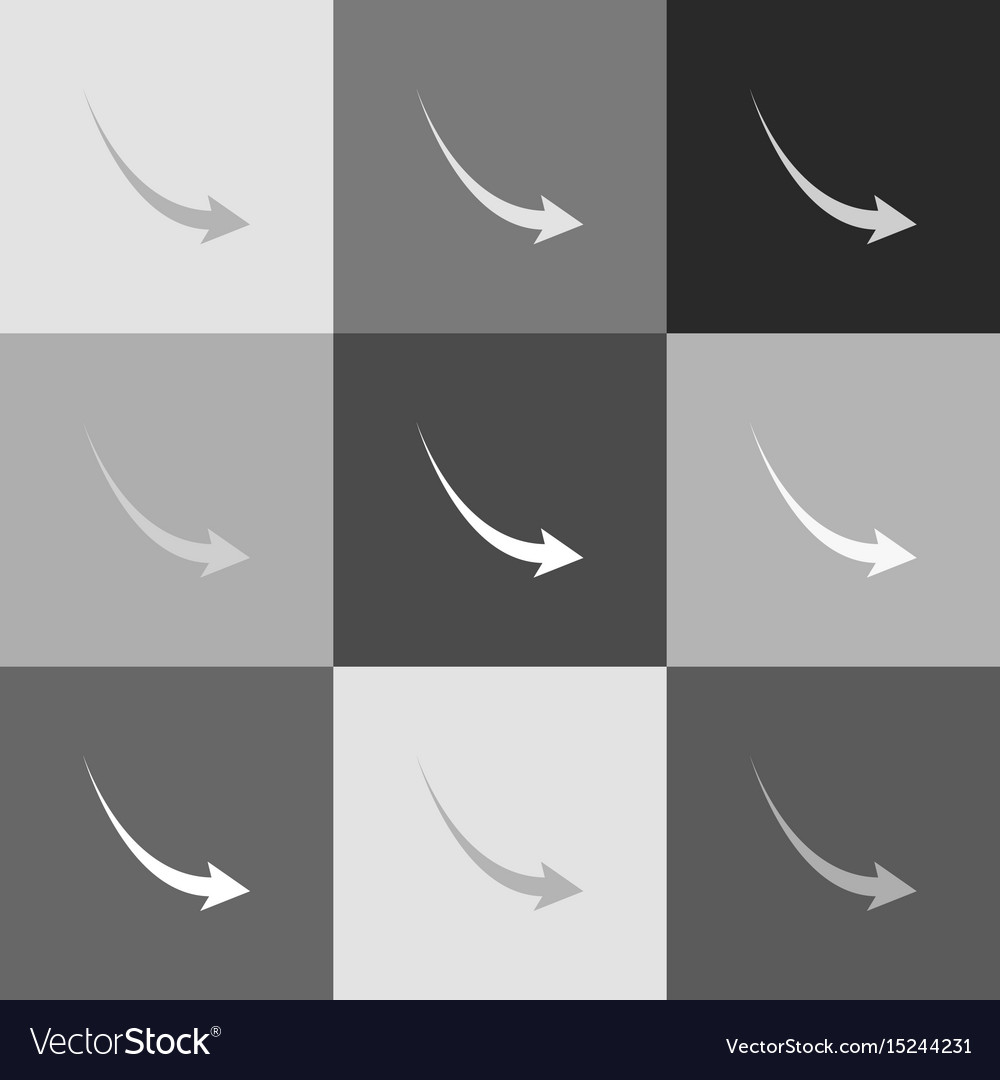 Declining arrow sign grayscale version Royalty Free Vector