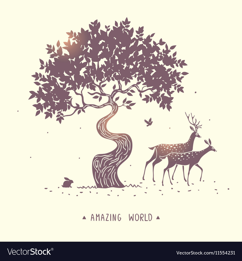 Deer silhouette nature Royalty Free Vector Image