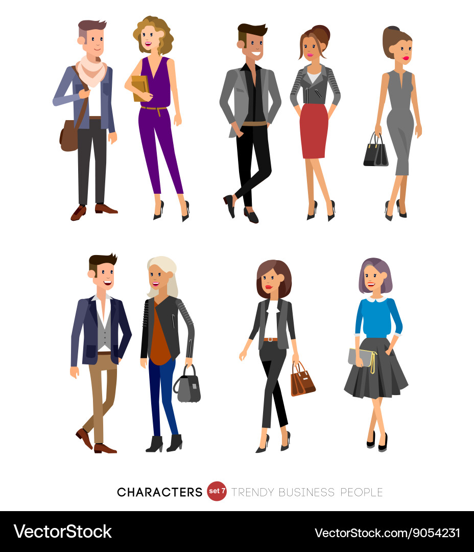 Detailed characters people business Royalty Free Vector