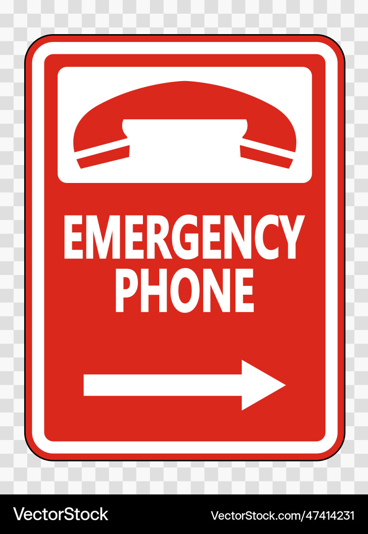 Emergency phone right arrow sign on transparent Vector Image