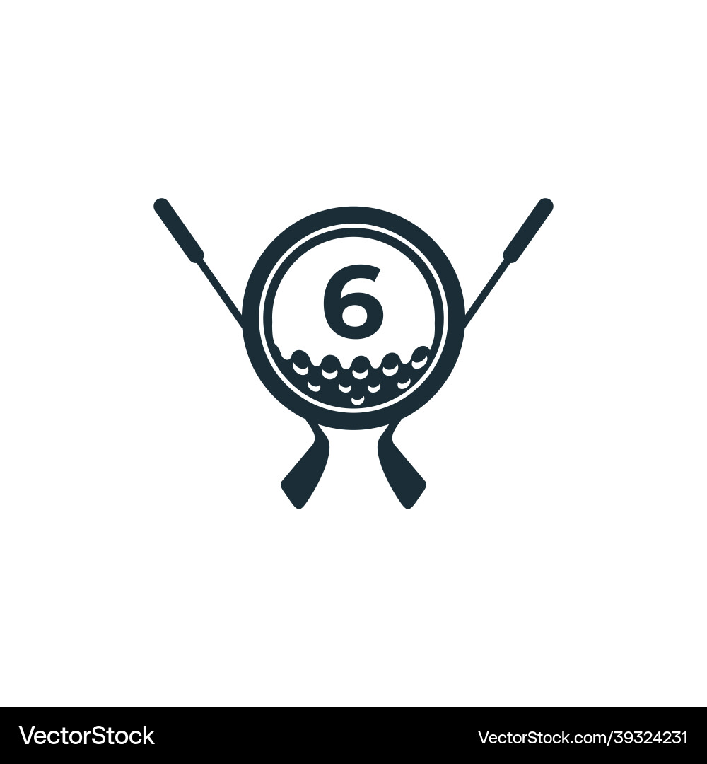 Golf sport logo number 6 for logo design Vector Image