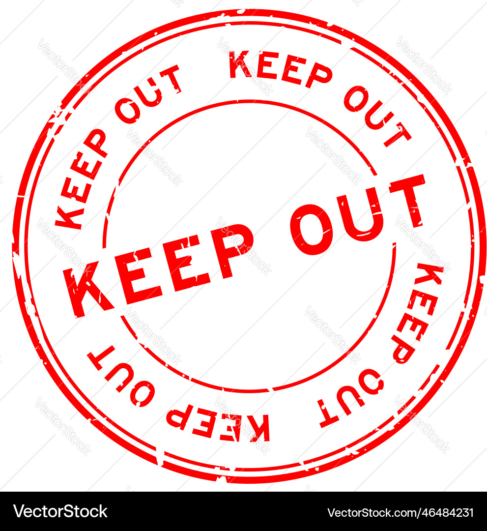 Grunge red keep out word round rubber seal stamp Vector Image