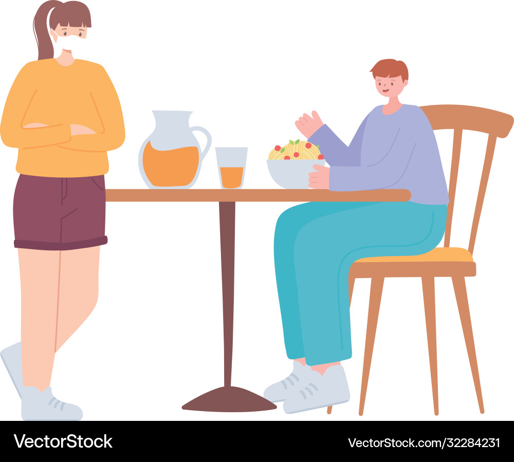 Restaurant social distancing distance to protect Vector Image