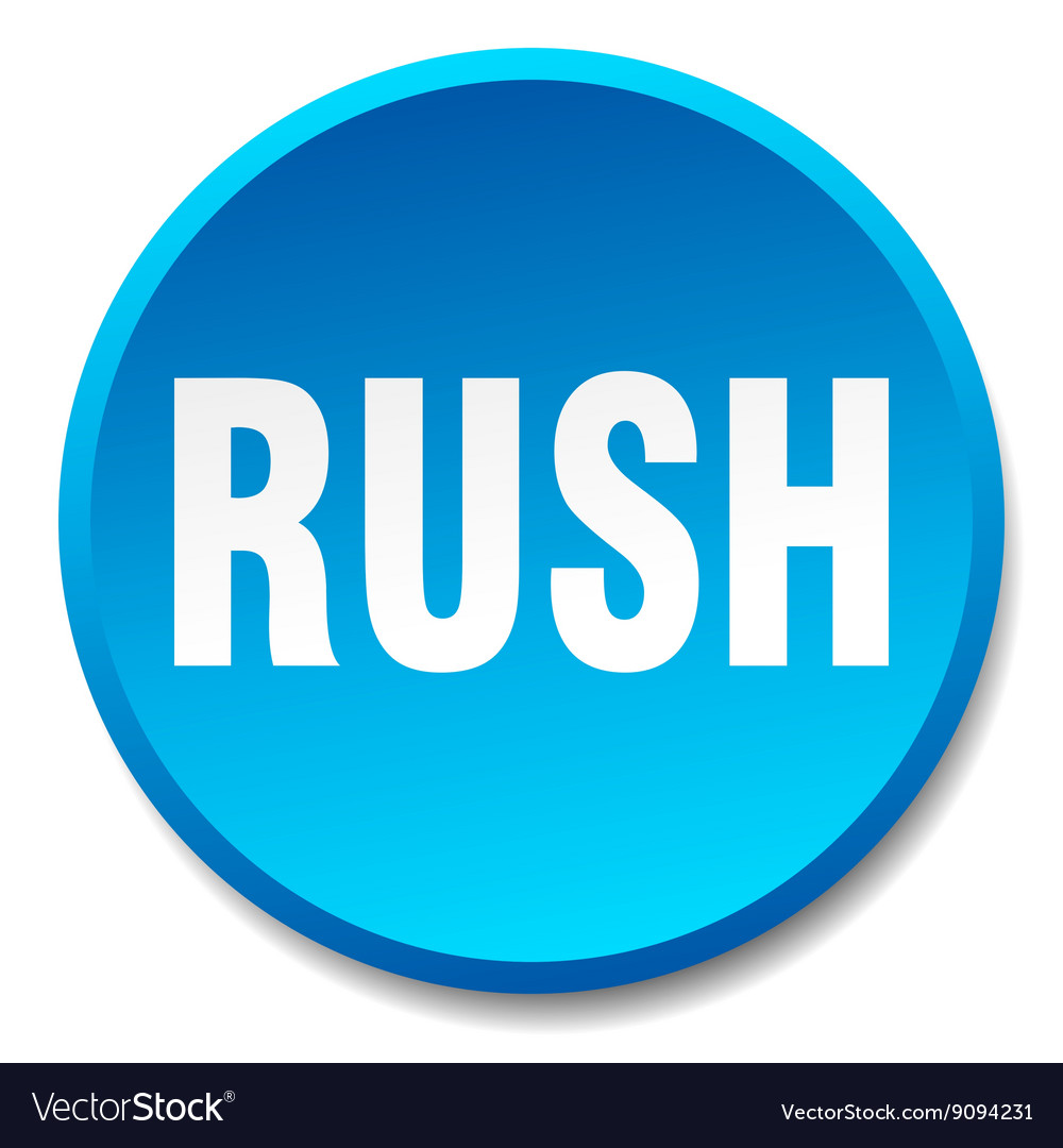 Rush blue round flat isolated push button Vector Image