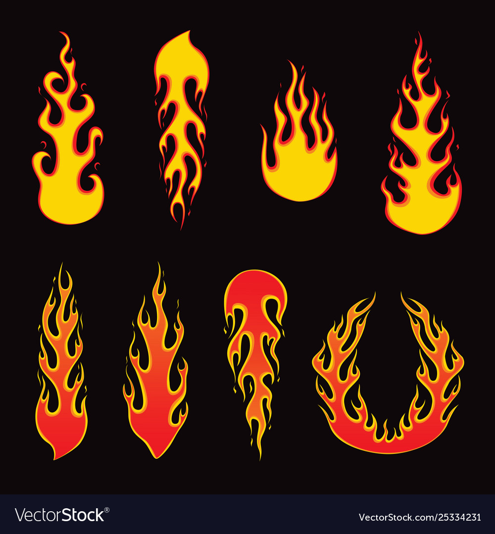 Set fire elements and burning Royalty Free Vector Image