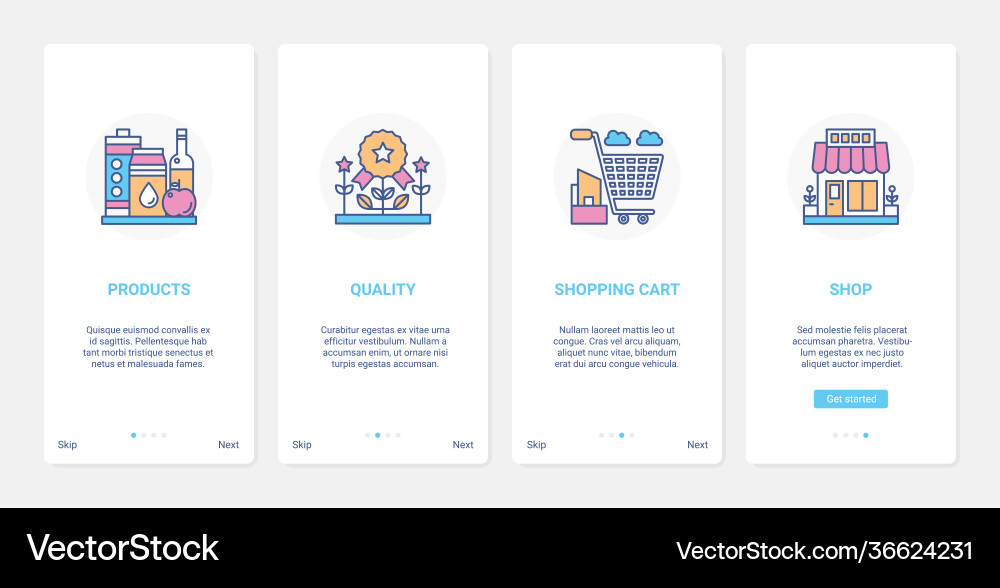Shopping in grocery store line technology ux ui Vector Image