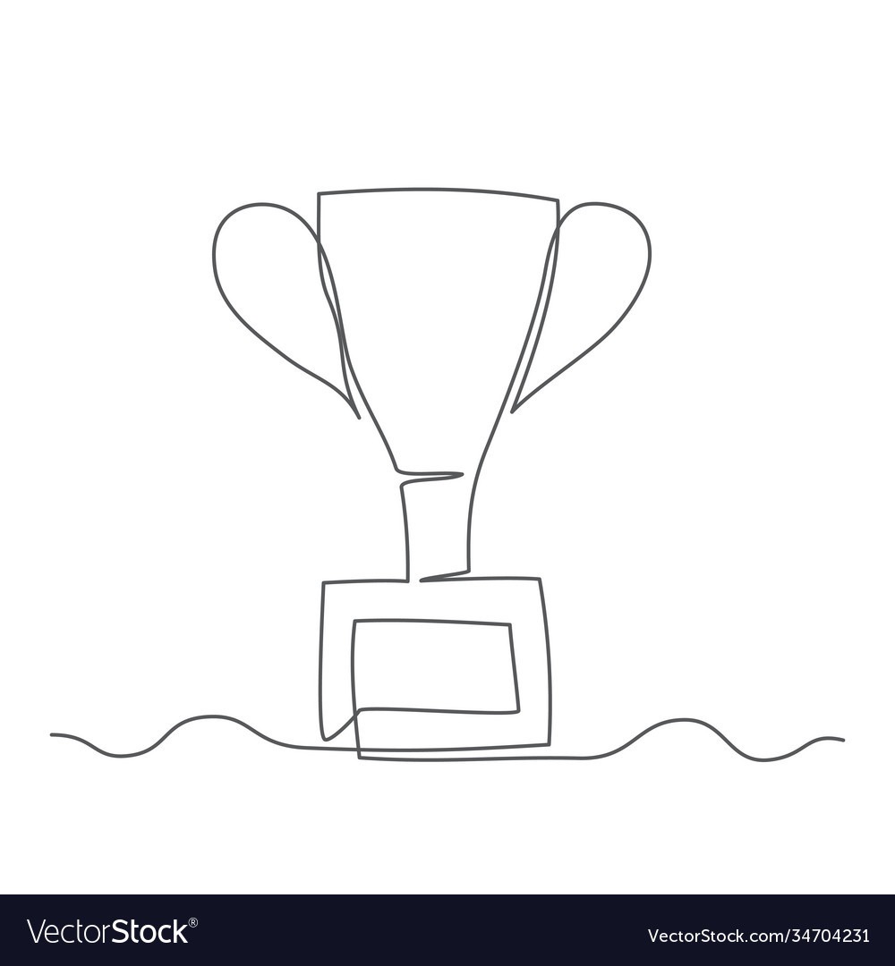 Trophy cup one line drawing cup Royalty Free Vector Image Trophy cup one line drawing cup Royalty Free Vector Image