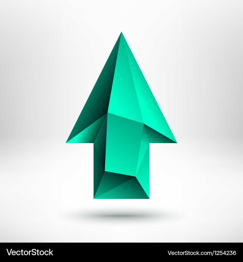 3d green up arrow sign with light background Vector Image