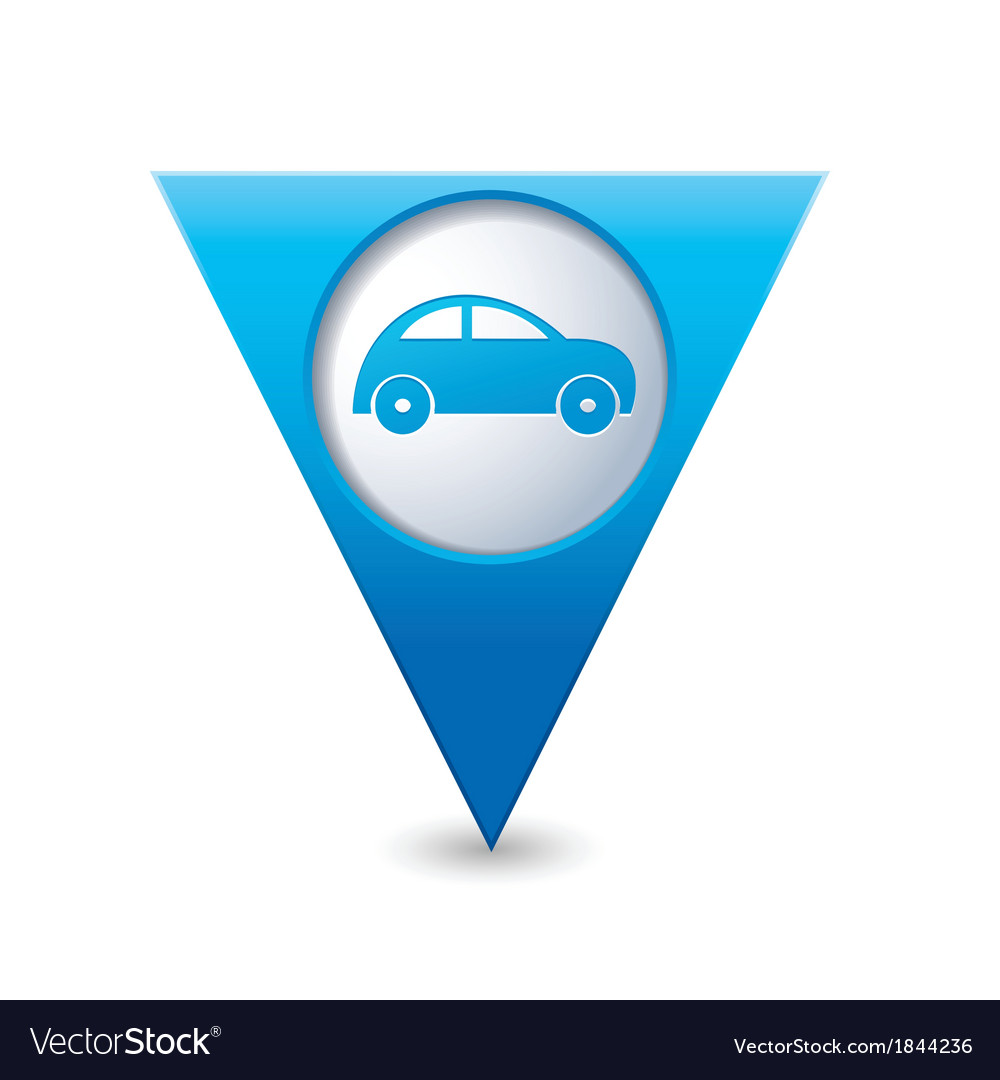 Car icon on map pointer blue Royalty Free Vector Image