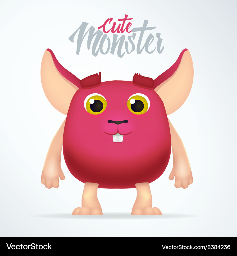 Cute magenta monster rabbit with big ears fun Vector Image