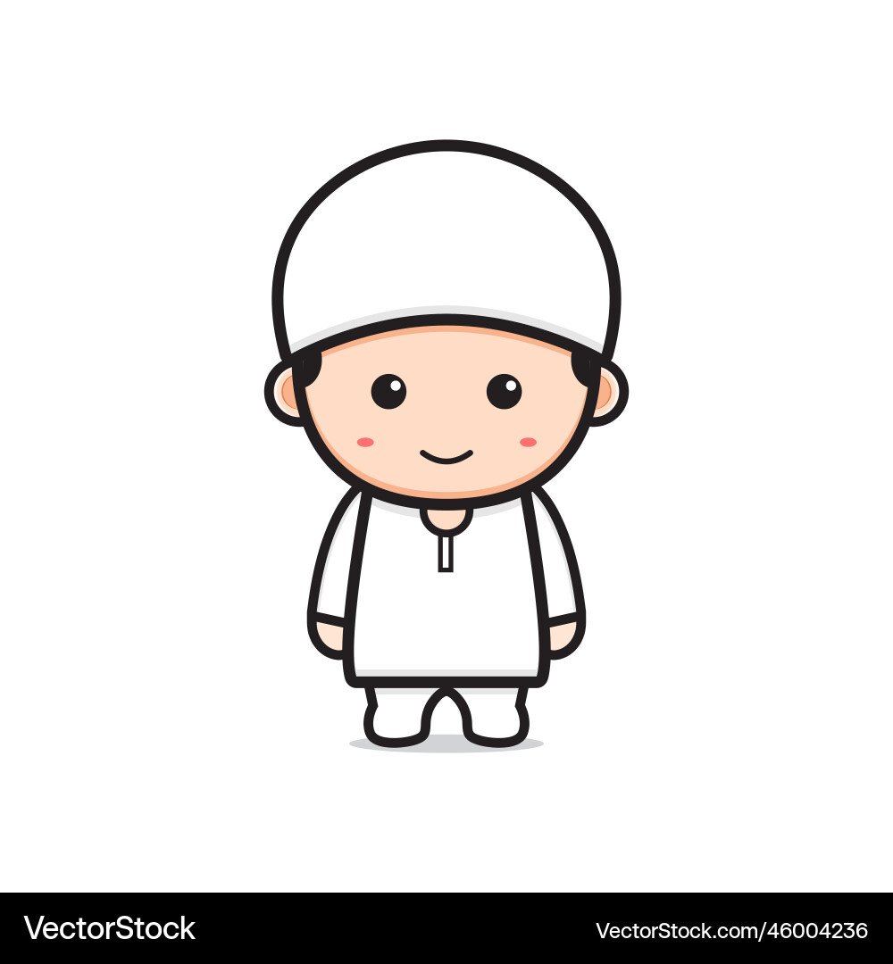 Cute muslim character cartoon icon Royalty Free Vector Image
