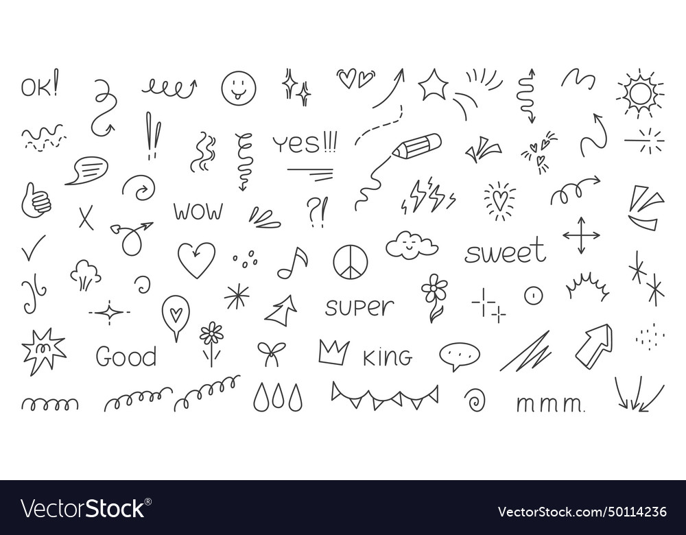 Doodle line glitter elements simple tiny lined Vector Image