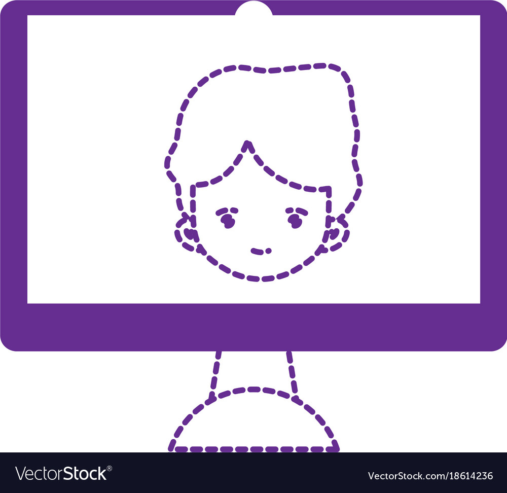 Dotted shape screen technology object with boy Vector Image