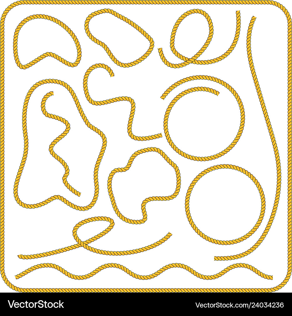 Flat set of figured gold chain isolated Royalty Free Vector