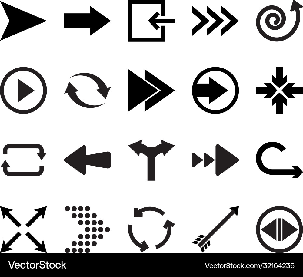Four arrows pointing and arrows symbols icon set Vector Image