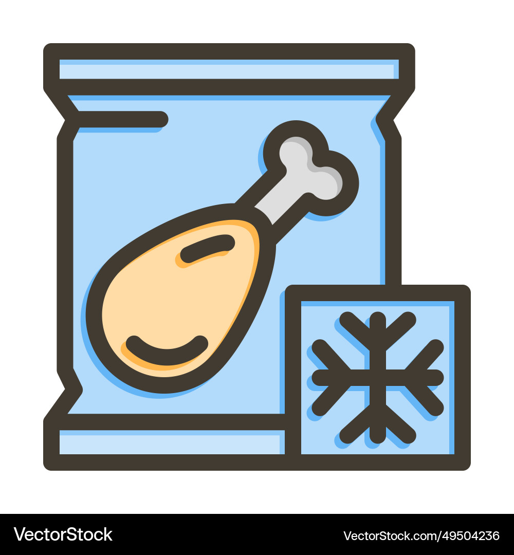 Frozen goods thick line filled colors icon Vector Image