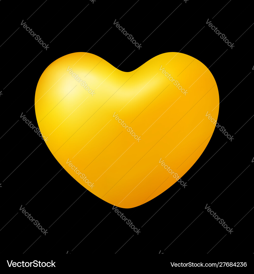 Gold heart shape isolated on black background Vector Image