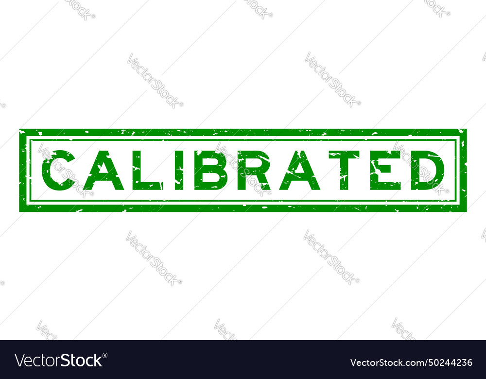 Grunge green calibrated word square rubber seal Vector Image
