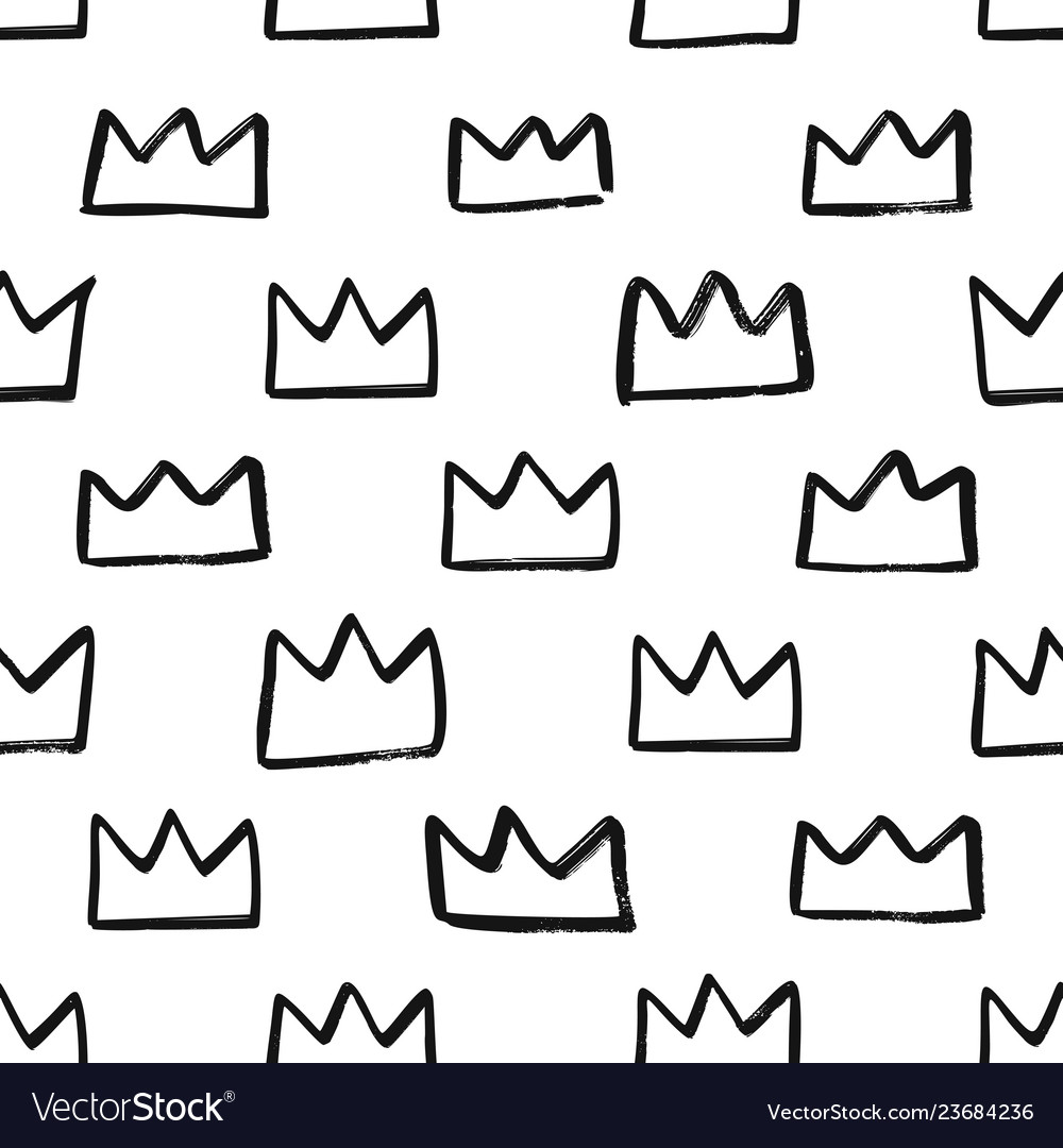 Hand drawn crown pattern Royalty Free Vector Image