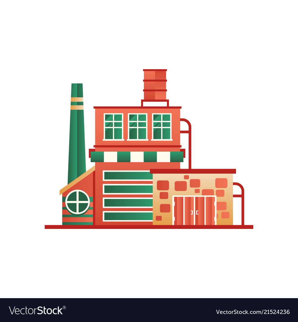 Industrial building factory or plant front view Vector Image