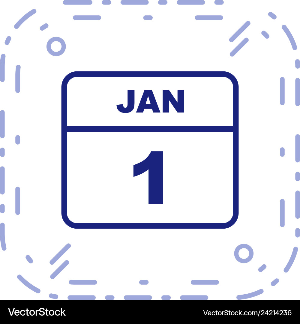 January 1st date on a single day calendar Vector Image
