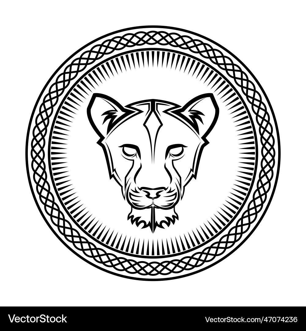 Lioness vintage logo line art Royalty Free Vector Image