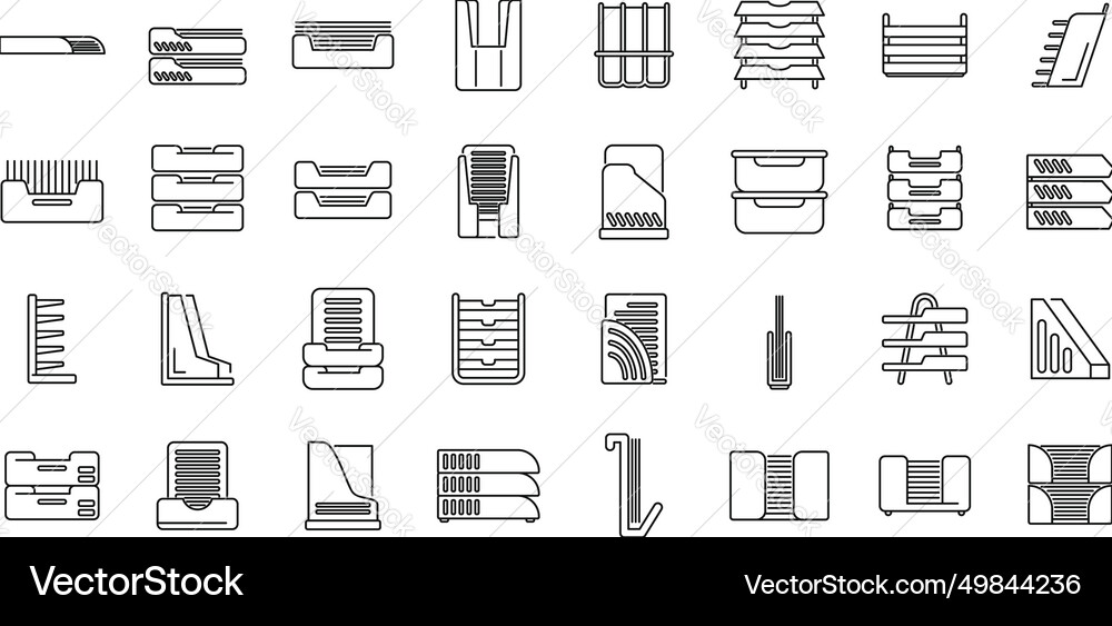 Paper tray icons set outline office rack Vector Image