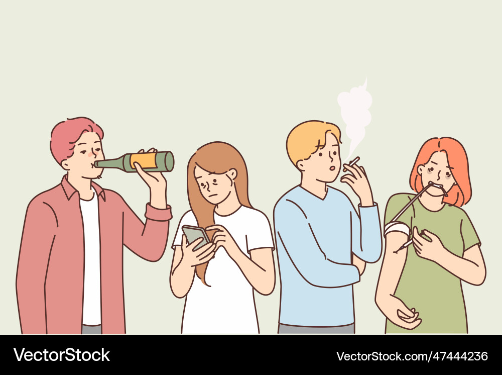 People with bad habits suffer from alcohol Vector Image