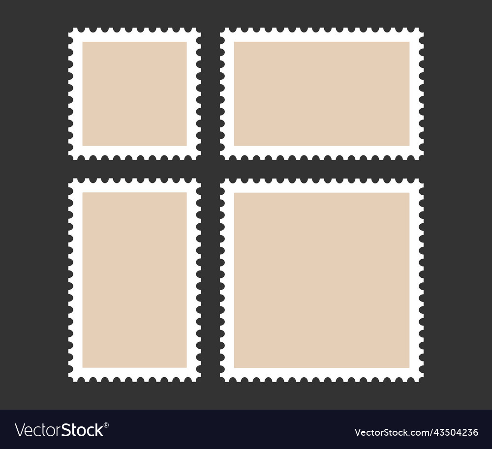 Postage stamp frames set empty border template Vector Image
