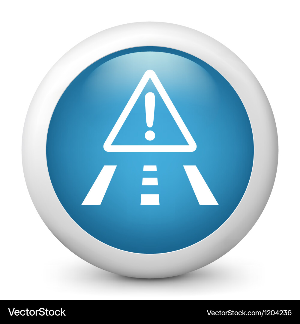 Road hazard glossy icon Royalty Free Vector Image