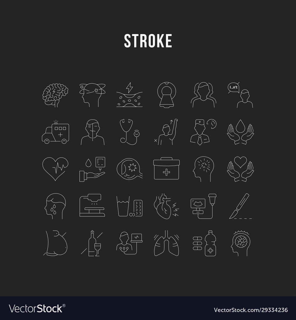 Set flat line icons stroke Royalty Free Vector Image