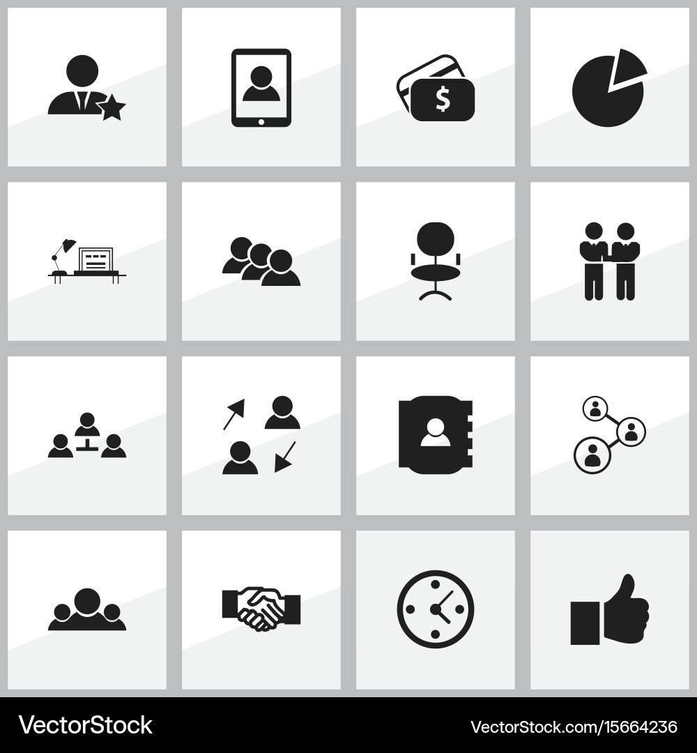 Set of 16 editable business icons includes Vector Image