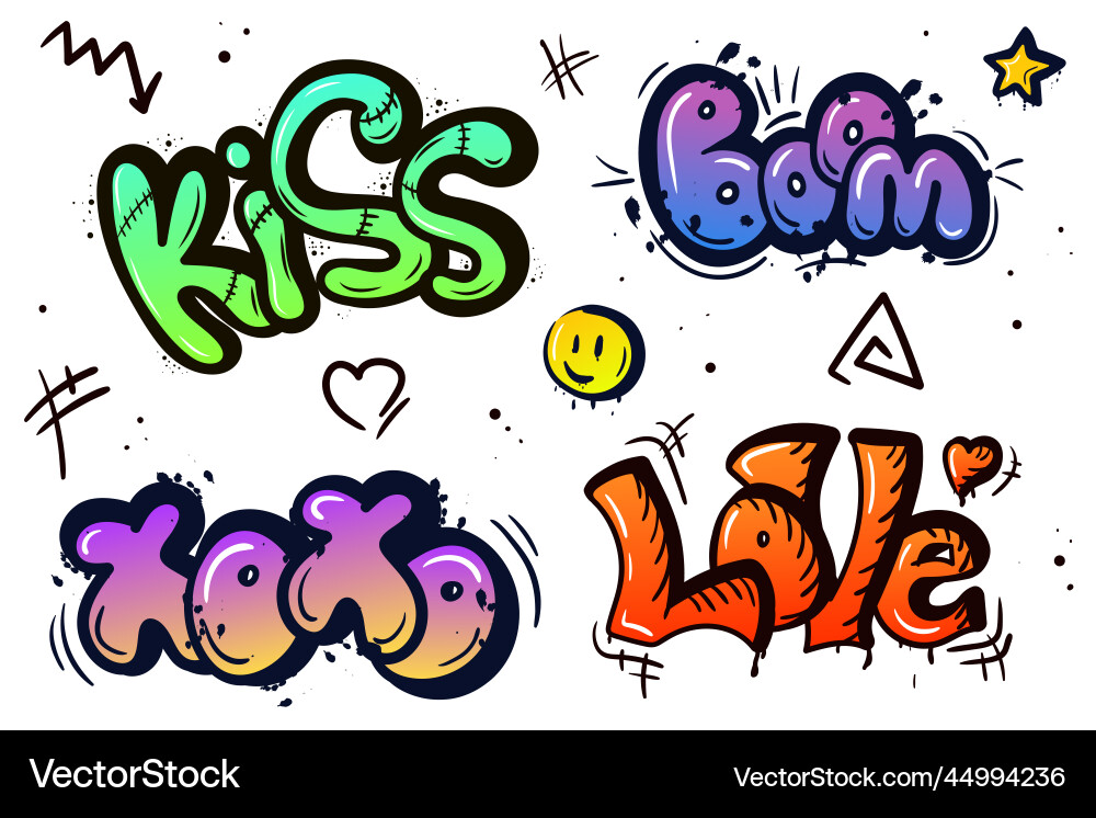 Street graffiti lettering elements Royalty Free Vector Image