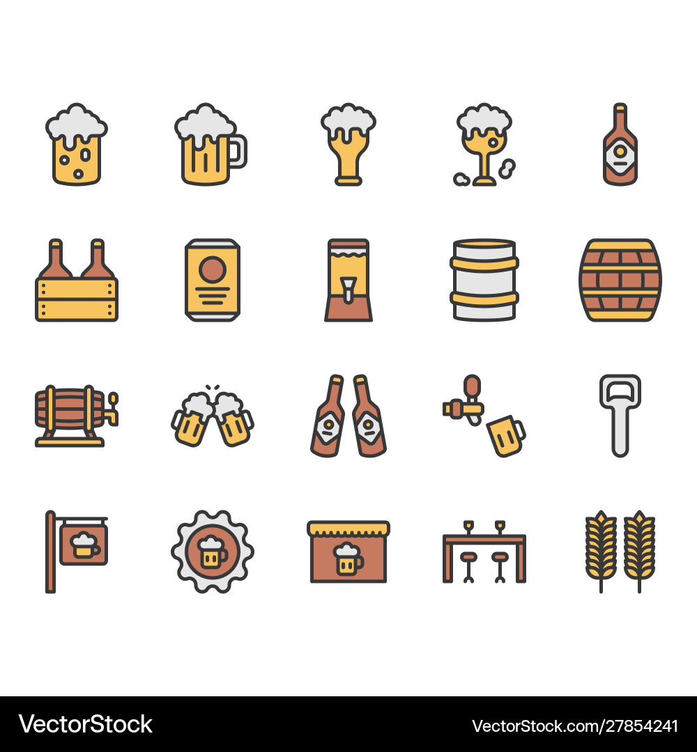 Beer and alcohol related icon symbol set Vector Image
