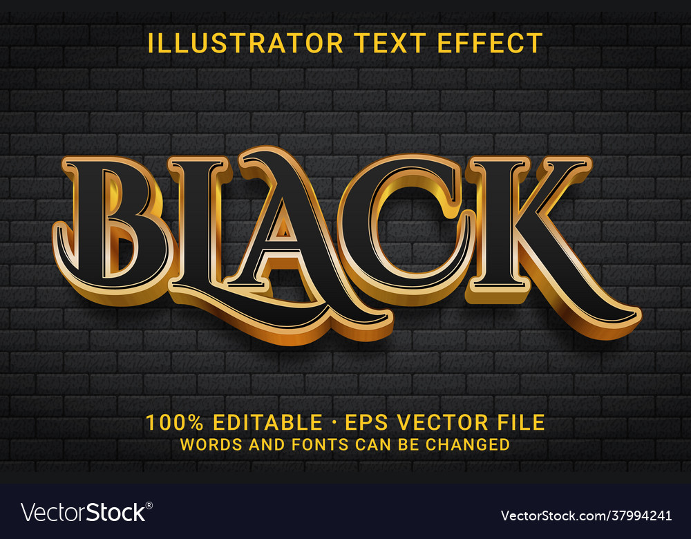 Black 3d -editable text effect Royalty Free Vector Image
