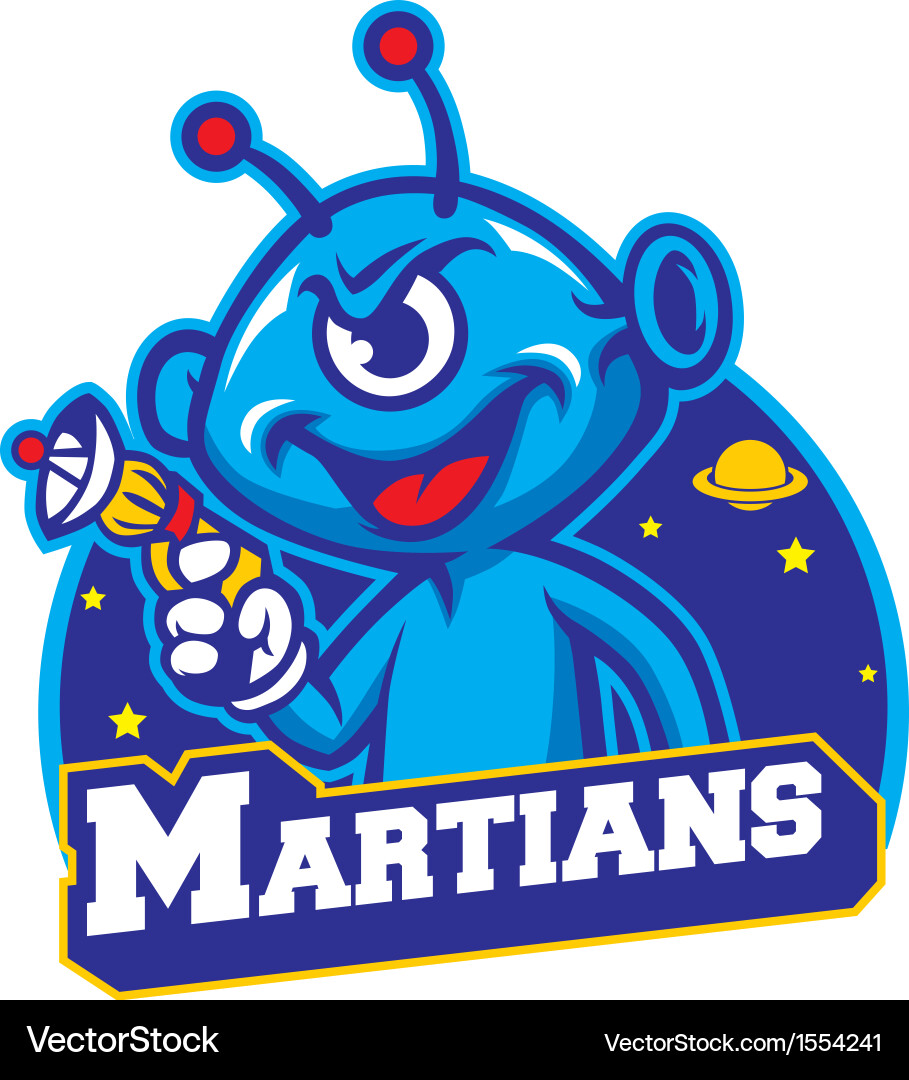Blue martian hold a laser gun Royalty Free Vector Image