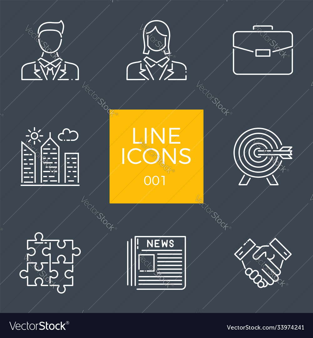 Business related line icons set Royalty Free Vector Image