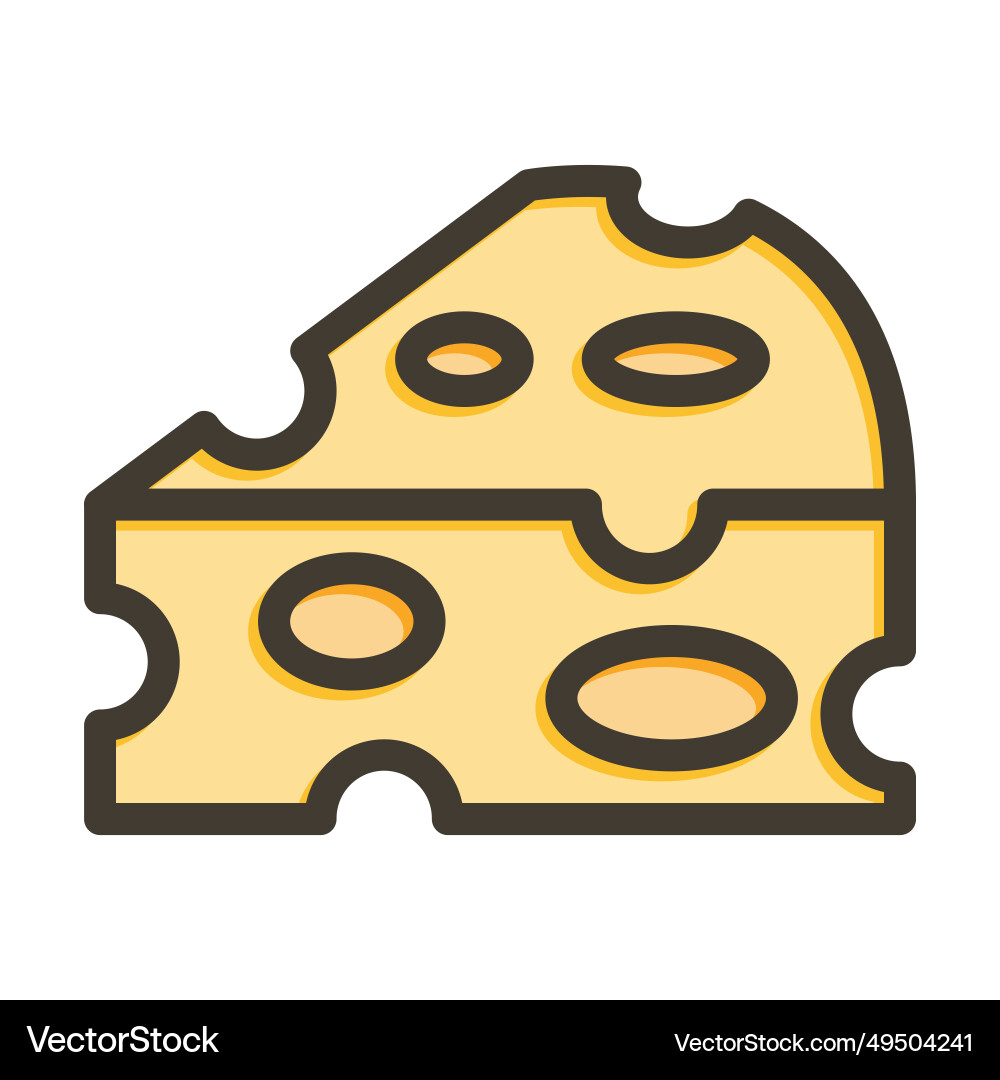 Cheese thick line filled colors icon for personal Vector Image