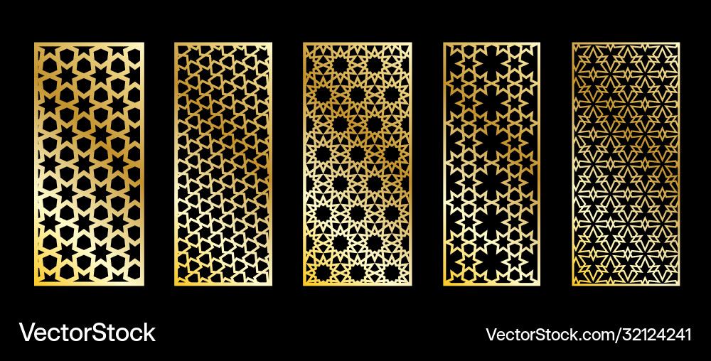 Cutout silhouette panels set with ornamental Vector Image