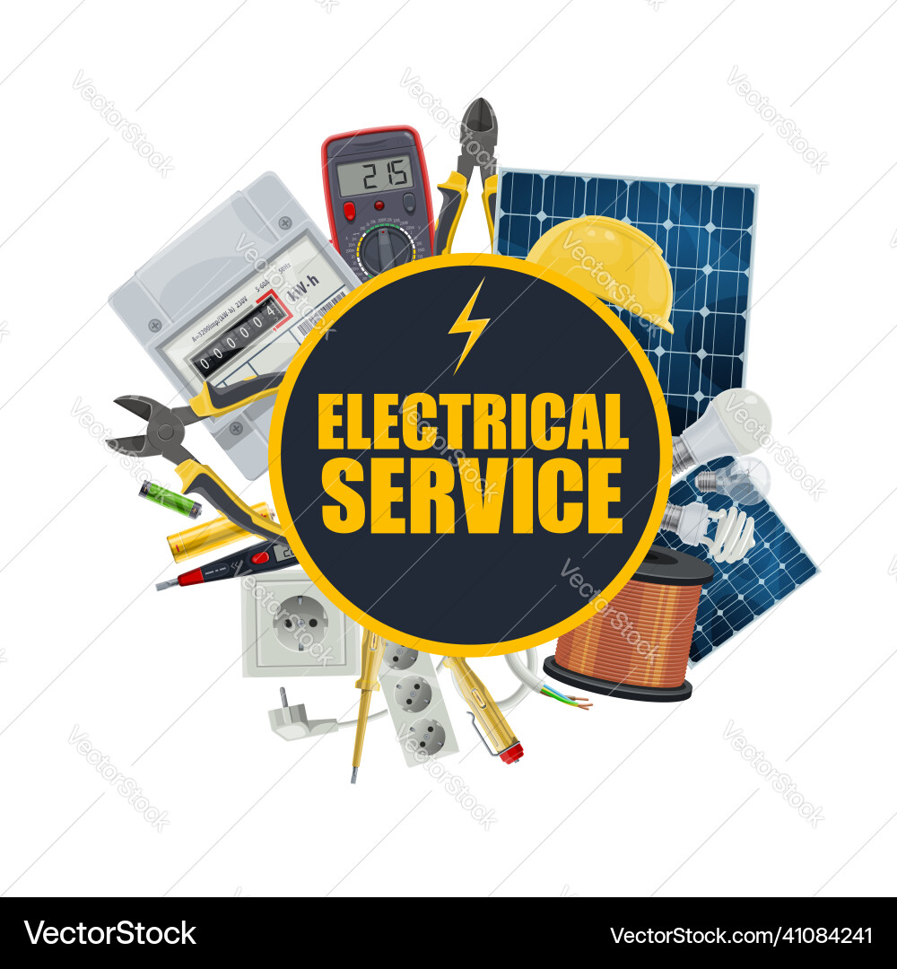 Electric service equipment and electrician tools Vector Image
