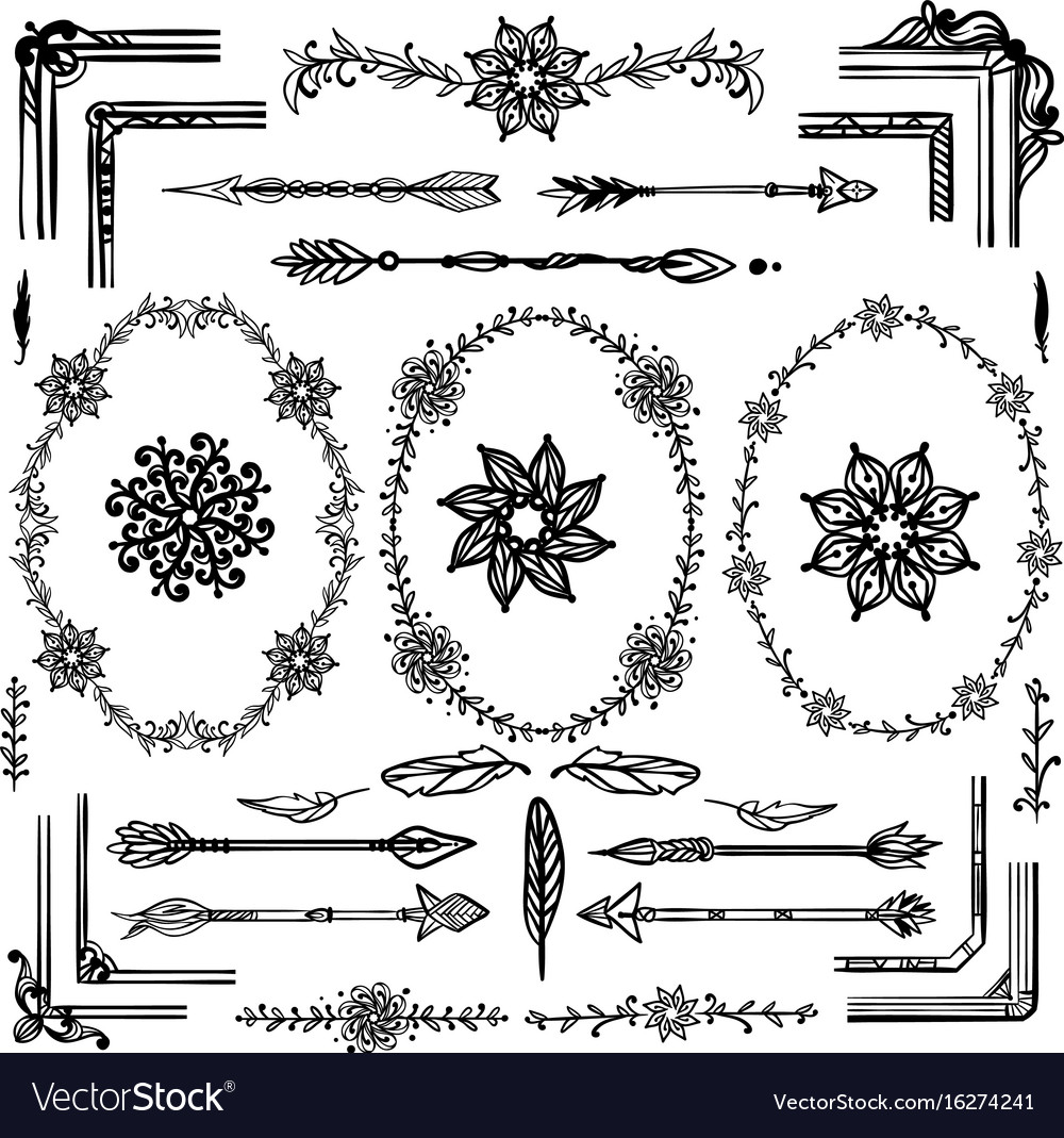 Hand drawn boho design elements Royalty Free Vector Image