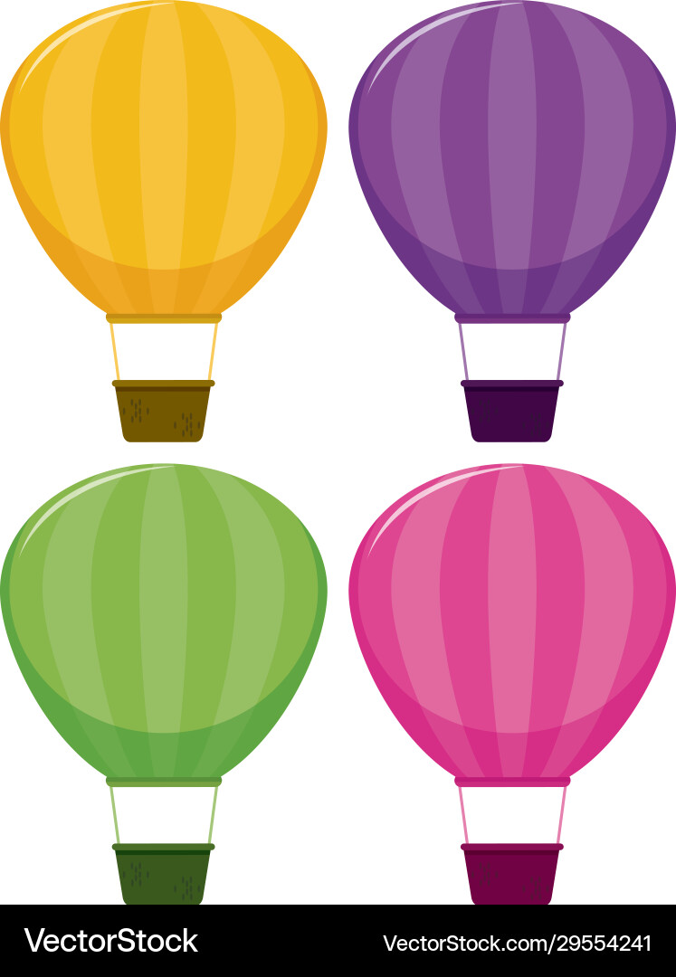 Hot air balloons in four different colors Vector Image