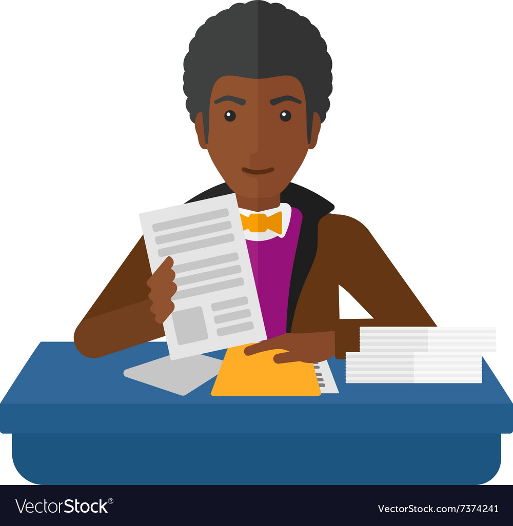 Hr manager checking files Royalty Free Vector Image