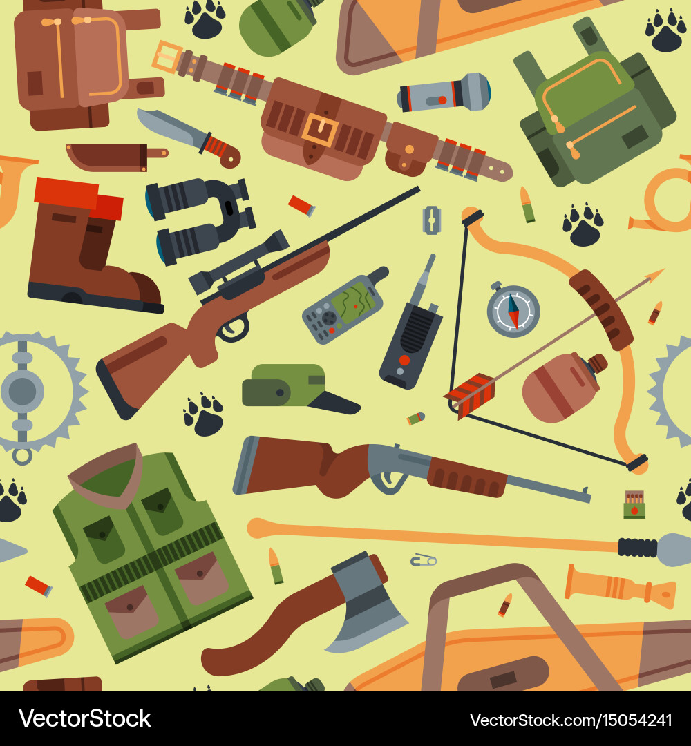 Hunting camping outdoor time seamless Royalty Free Vector