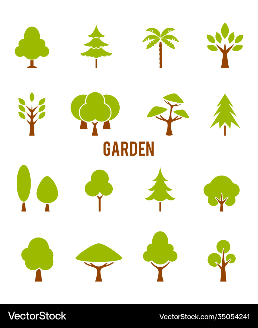 Large garden with a variety trees Royalty Free Vector Image