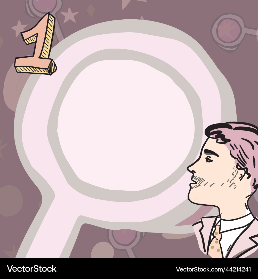 Man looking at 1 number brainstorming new Vector Image