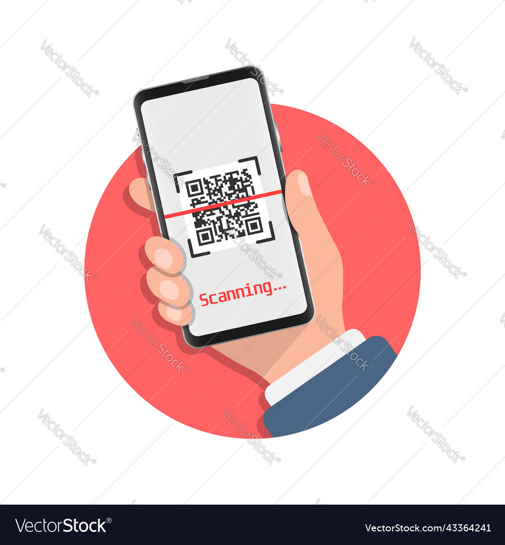 Qr code scan in flat style mobile phone scanning Vector Image