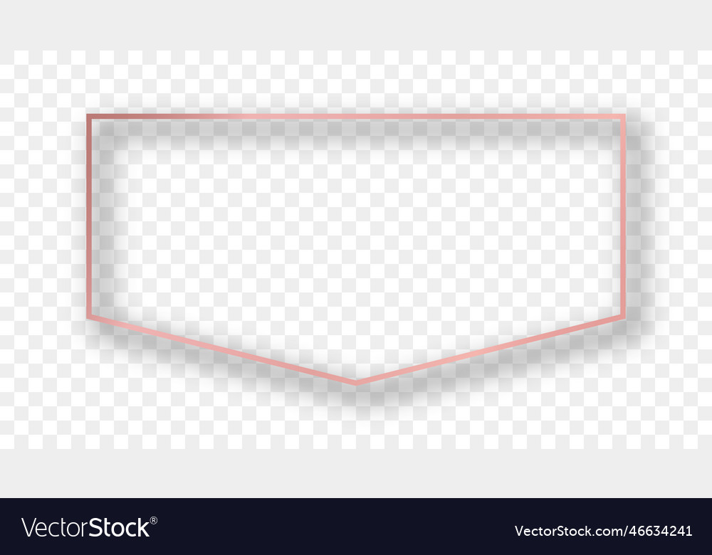 Rose gold glowing frame with shadow Royalty Free Vector