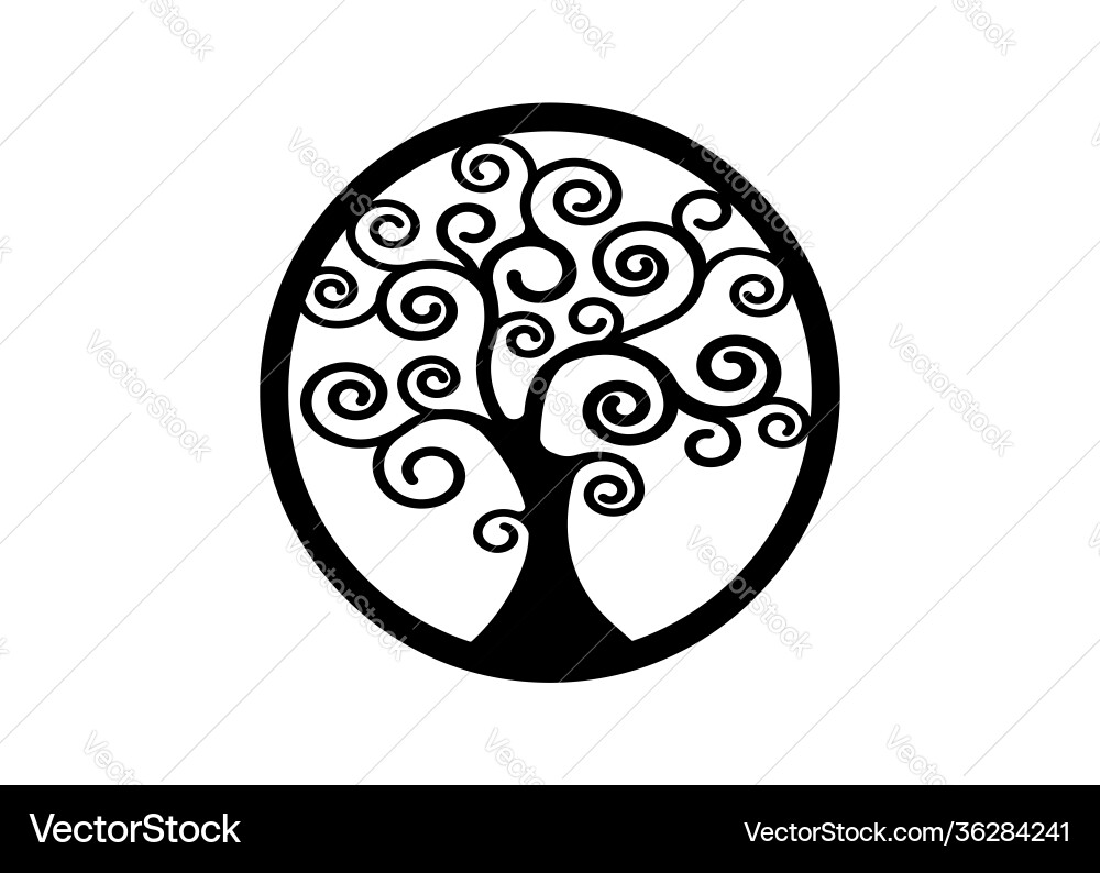 Sacred tree round life icon natural logo Vector Image
